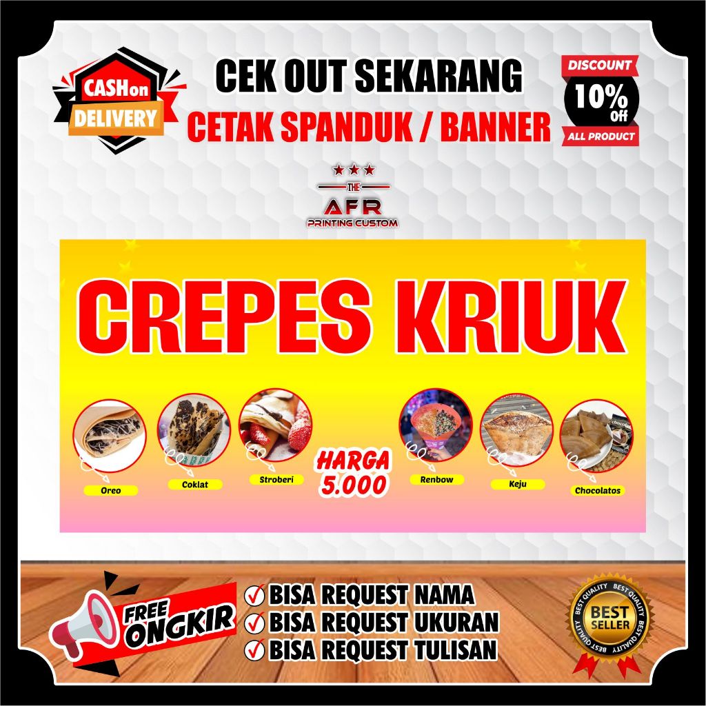 Jual SPANDUK/BANNER/BACKDROP CREPES KRIUK JAJANAN VIRAL KEKINIAN UKURAN ...
