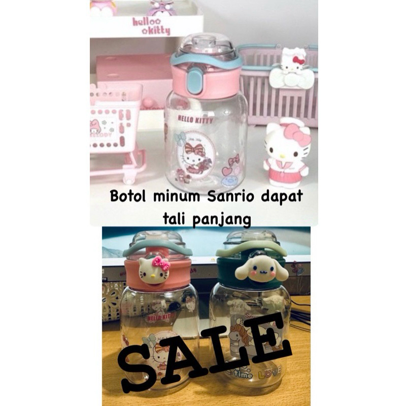 Jual Botol minum anak Sanrio dapat tali panjang Hello kitty Cinnamoroll ...
