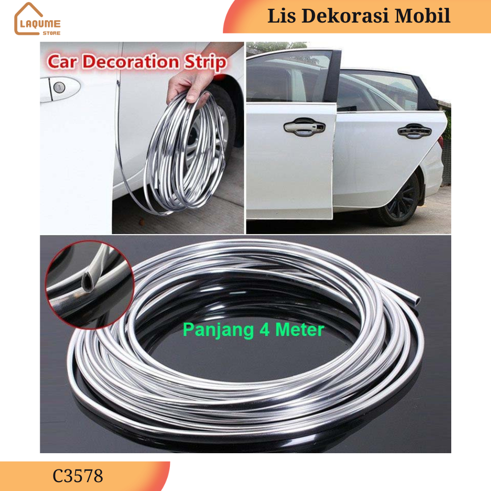 Jual Lis Dekorasi Interior Exterior Mobil Moulding Chrome Trim Strip 4M ...
