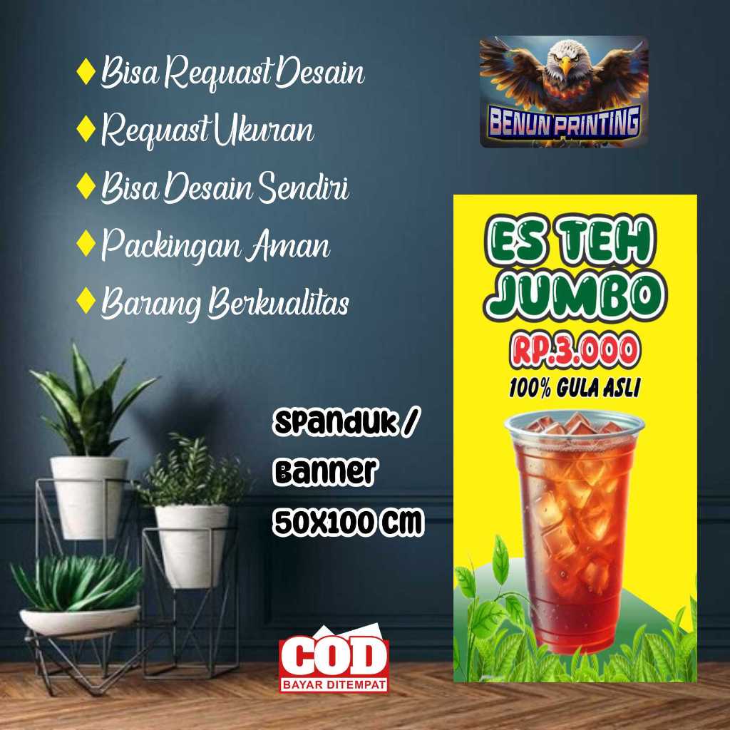 Jual Spanduk Banner 50X100 Cm Es Teh Jumbo Bisa Request Desain | Shopee ...