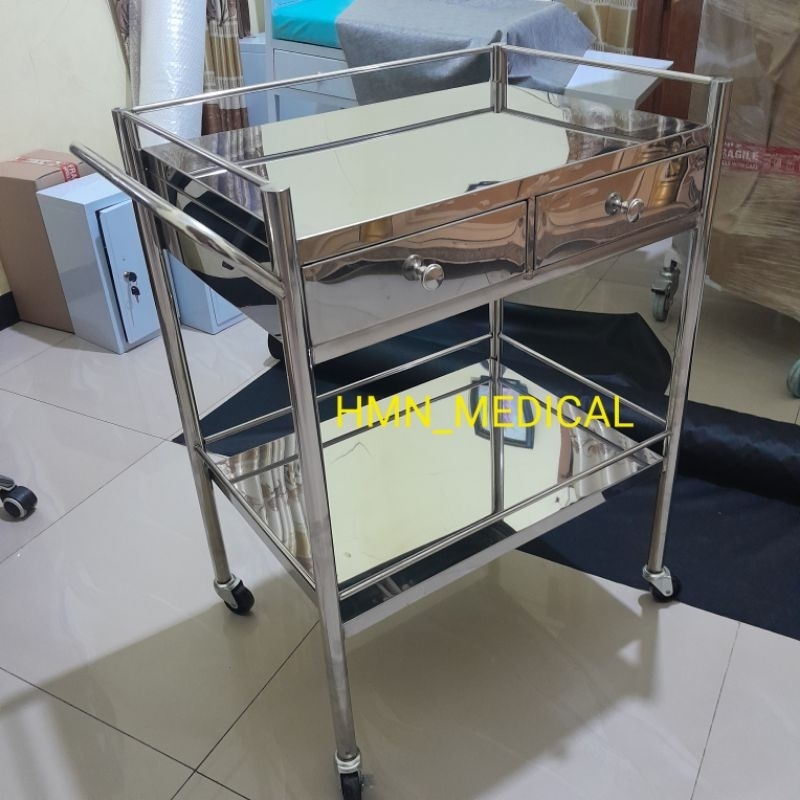 Jual trolly instrumen 2 rak laci / troli instrumen/ meja | Shopee Indonesia