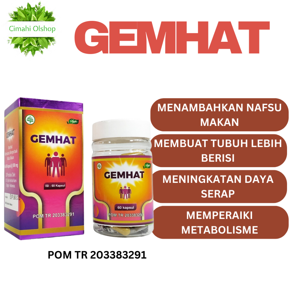 Jual GEMHAT GEMUK SEHAT 60 KAPSUL|MENINGKATKAN NAFSU MAKAN|MENAMBAH ...