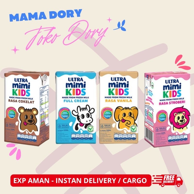 Jual Susu UHT Ultra Mimi Kids 125 ml Isi 40 Per Karton Full Cream Cokelat Strawberry Vanilla ...