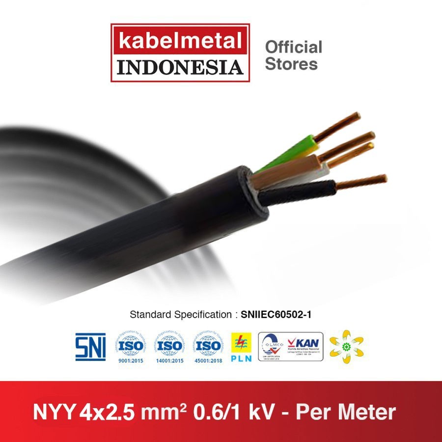 Jual Kabel NYY 4x2.5 mm Per Meter kabelmetal INDONESIA - Tufur Outdoor Kawat Tembaga Tunggal PVC ...