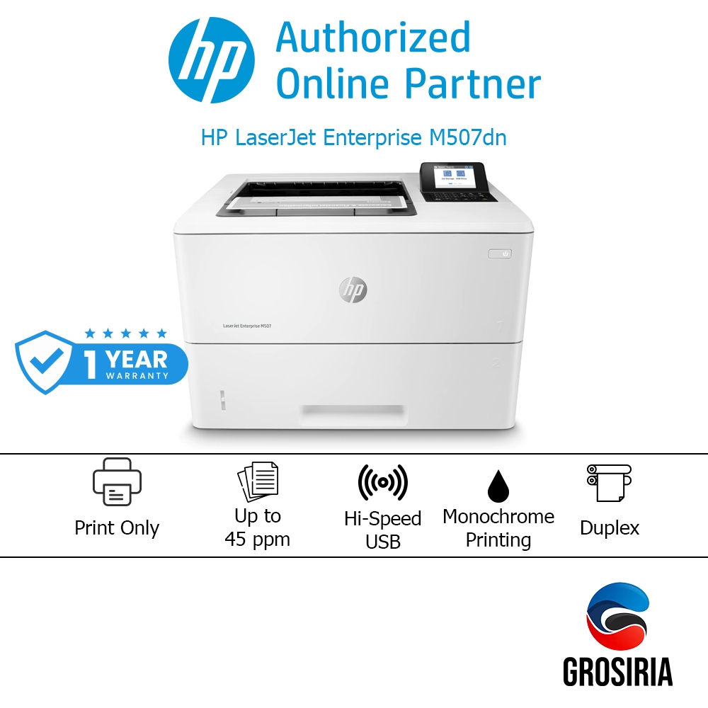 Jual HP Printer Laser Mono Hitam Putih Enterprise LaserJet M507DN M507 ...