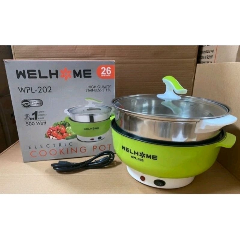 Jual PANCI ELEKTRIK MULTIFUNGSI WELHOME WPL-202 26CM panci listrik welhome panci kukusan panci ...