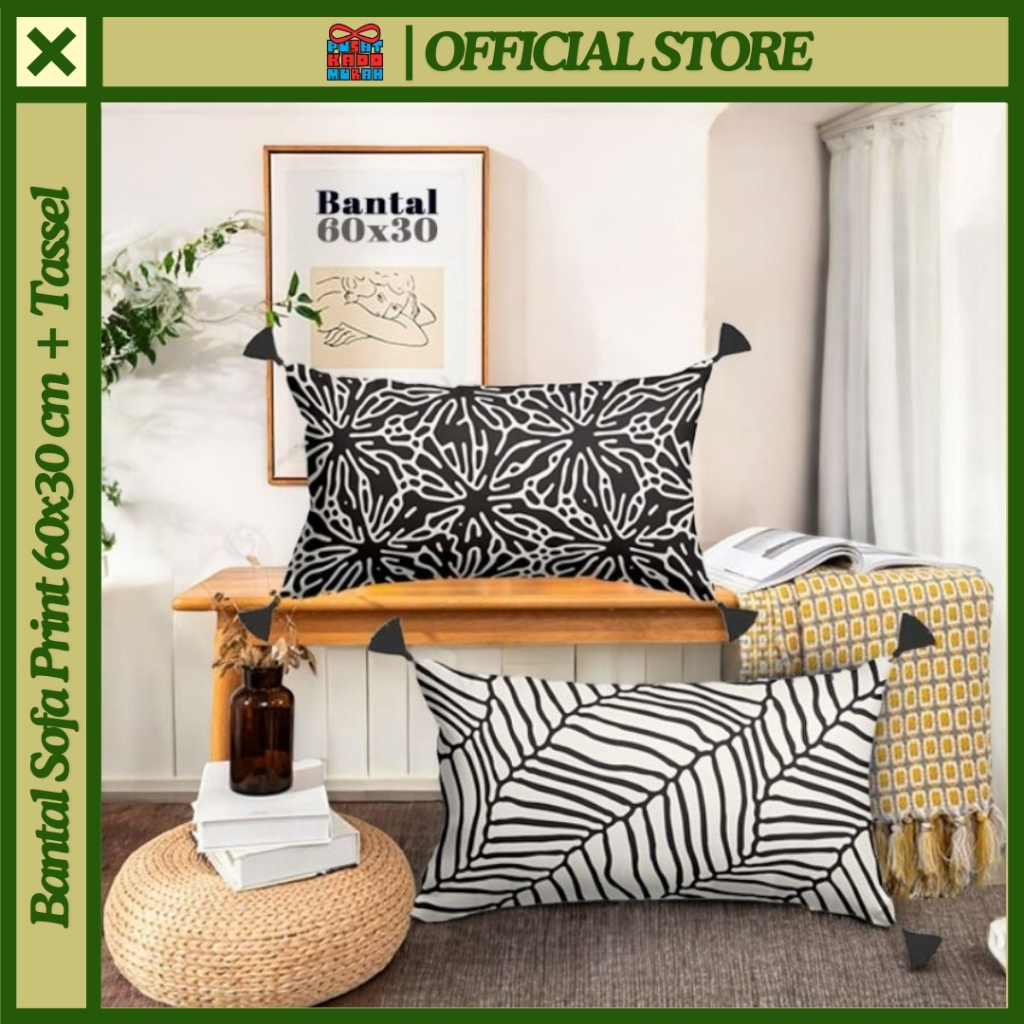 Jual Bantal Sofa Print 60x30 cm dengan Tassel Gantung Motif Abstrak ...