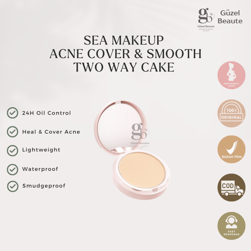 Jual Guzel Sea Makeup Acne Cover & Smooth Two Way Cake Pressed Powder ...