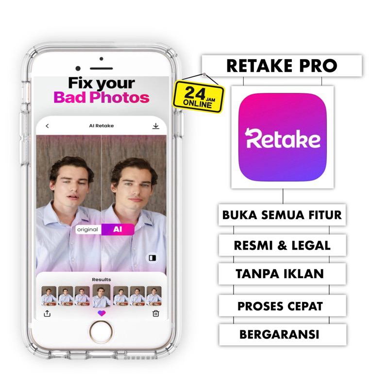 Jual ORIGINAL APLIKASI RETAKE PRO FULLPACK RETAKE ( BERUPA ACC LOGIN ) IOS ANDROID | Shopee ...