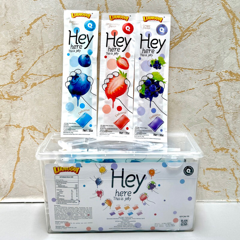 Jual Jelly Hey Here This is Jelly Jeli Aneka Rasa Buah toples isi 30 ...