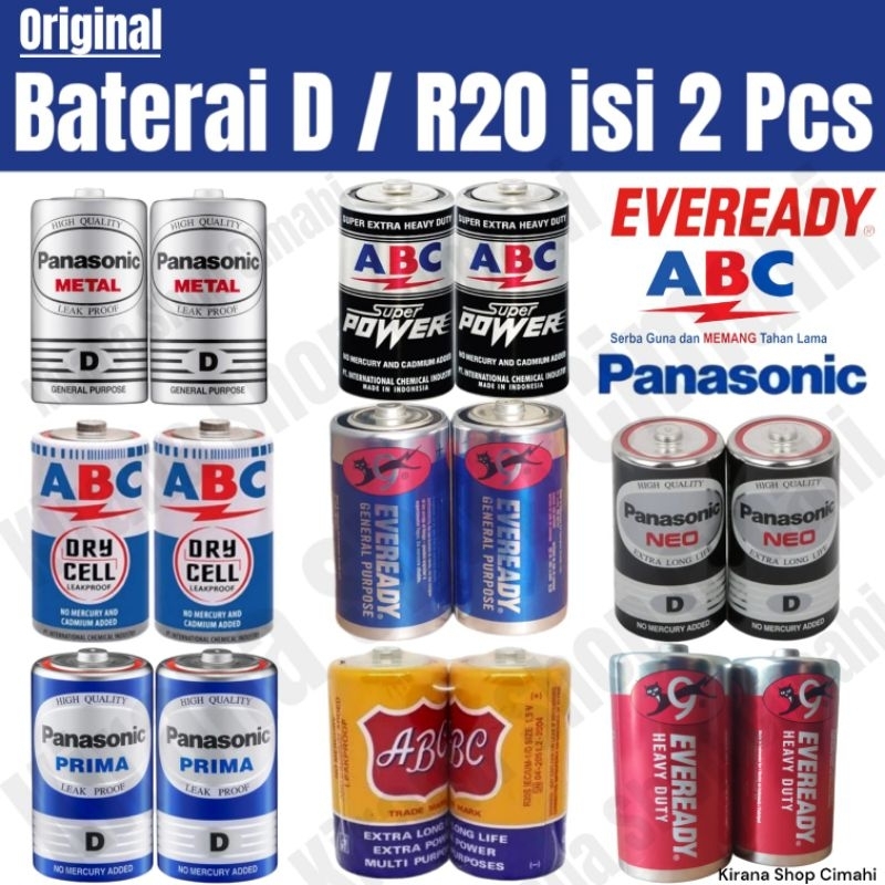 Jual Baterai BESAR R20 / size-D / JUMBO / variasi | Shopee Indonesia