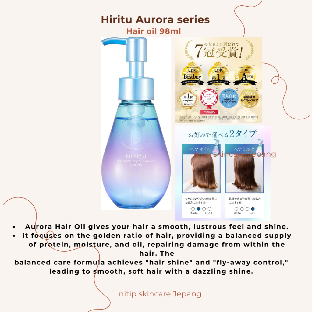 Jual PO Jepang -- Hiritu shampoo, treatment, hair oil aurora series ...