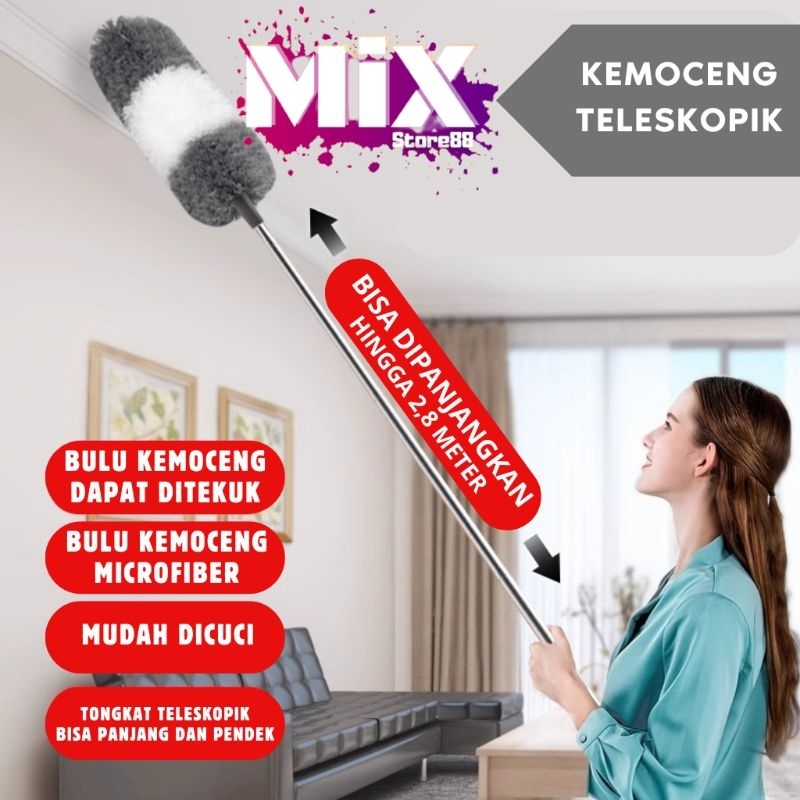 Jual Kemoceng Microfiber 2,8 meter Teleskopik Adjustable Kemoceng Tekuk ...
