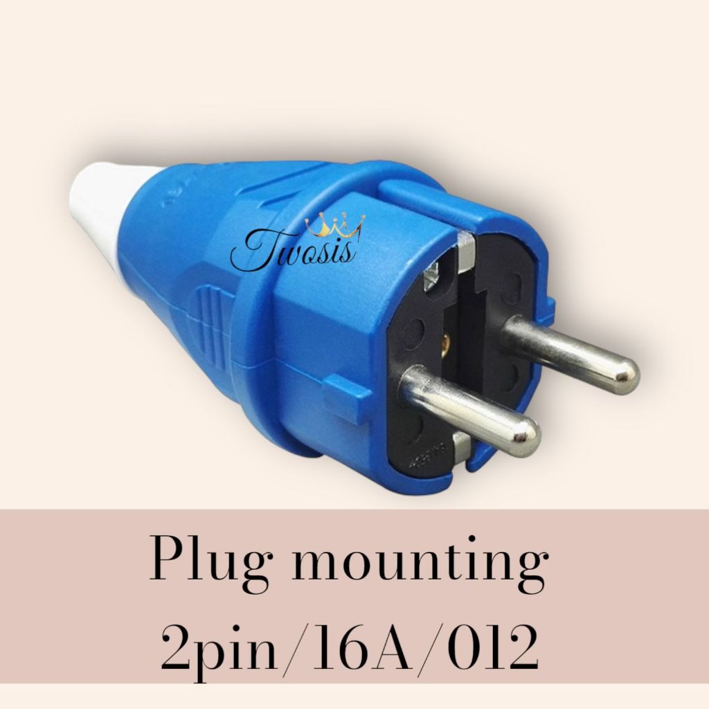 Jual Plug Mounting Male Steker 2PIN 16A Type 012 Waterproof Steker Plug ...