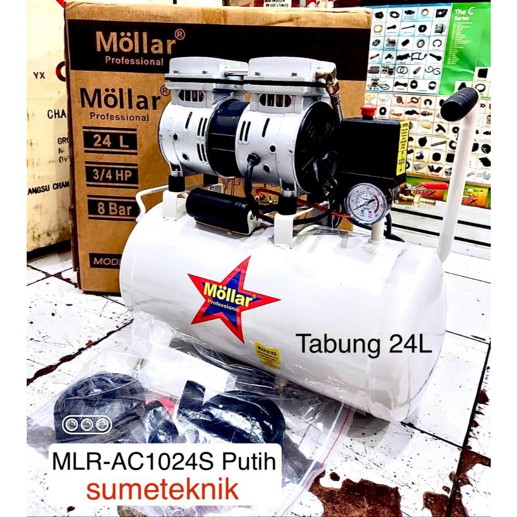 Jual Portable Kompresor Mollar 3/4HP 24Liter Portable Mollar Oiless ...