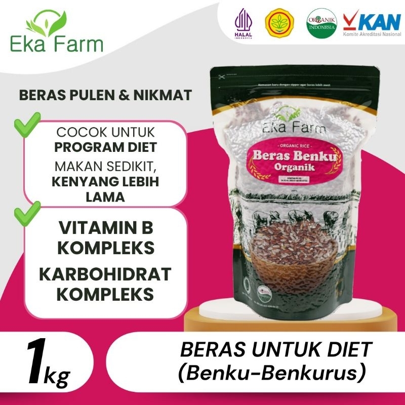 Jual Beras Benku Organik 1kg, Vaccum | Eka Farm | Ben Kuru, Diet ...