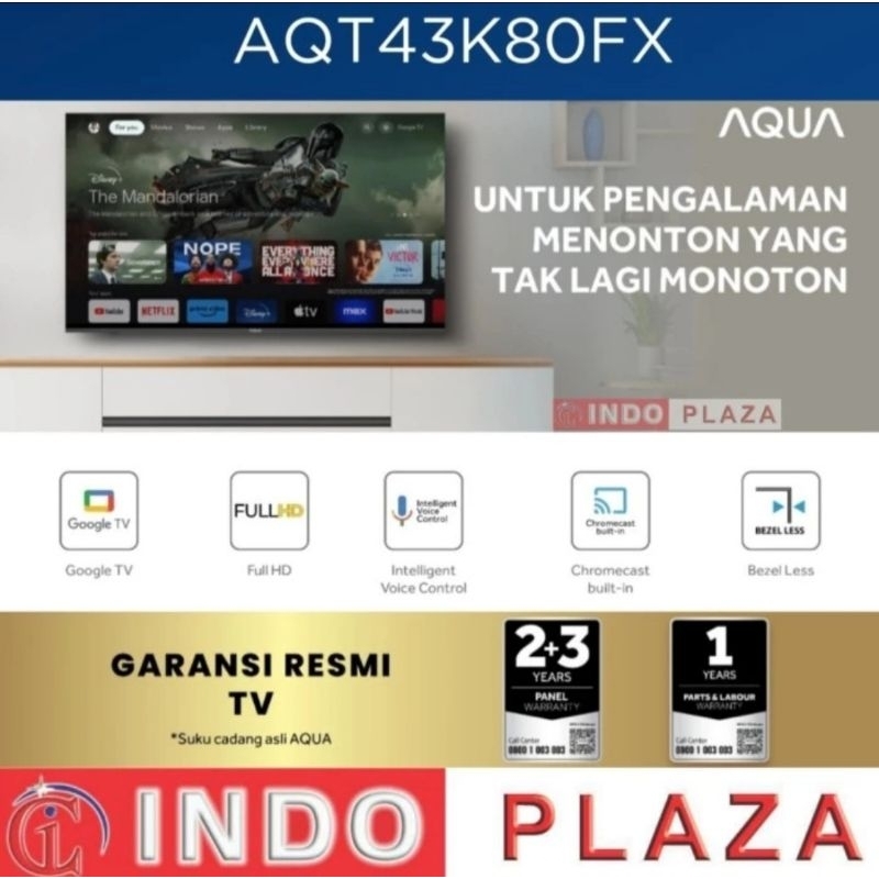 Jual TV AQUA 43 GOOGLE TV AQT43K80FX/43 4K HDR GOOGLE TV AQT-43K85FUX/ AQT-43S80EUX=QLED 4K ...