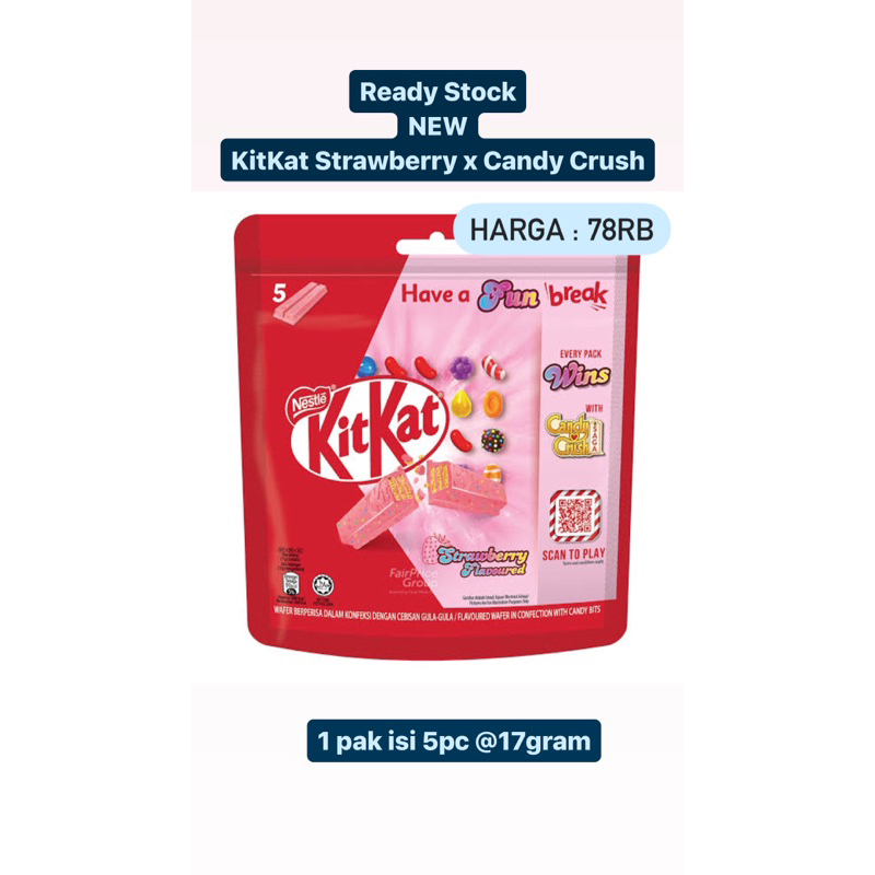 Jual Kitkat Strawberry x Candy Crush Kit Kat Strawberry Popping ...