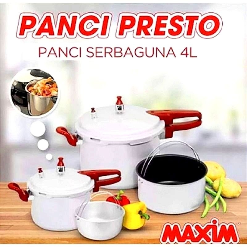 Jual Presto maxim 4 liter dan 7 liter / panci pelunak daging 20cm / 24cm / maxim presto/ panci ...