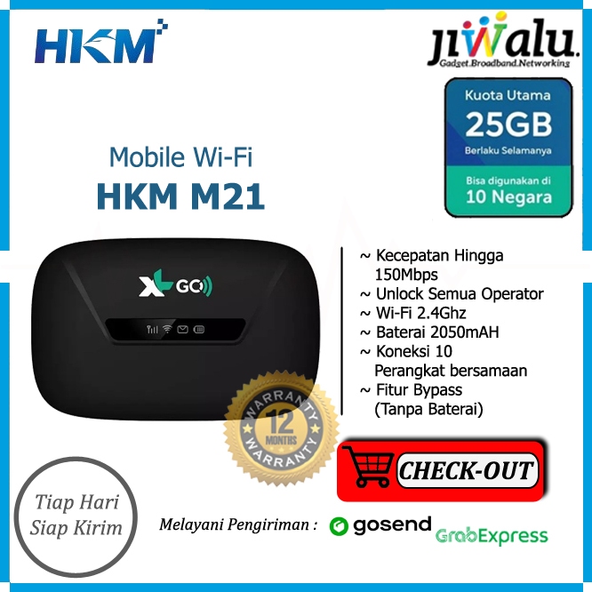 Jual Modem Mifi Mobile Wifi 4G HKM M21 Unlock All Operator Free 25GB XL ...