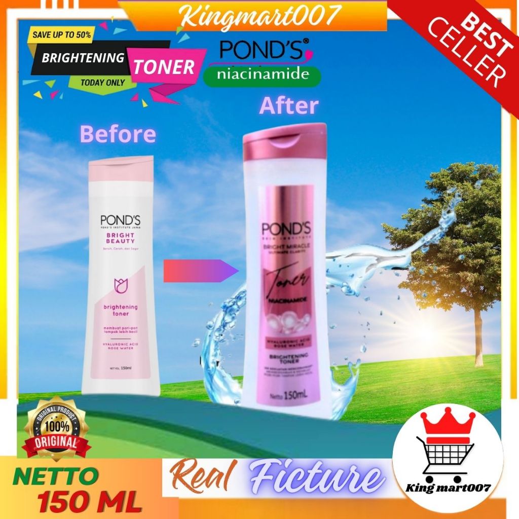 Jual Ponds Brightening Toner & Bright Beauty clansing milk150mL ...