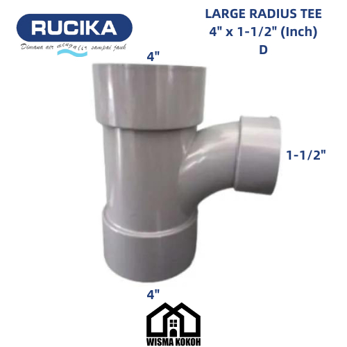 Jual RUCIKA TEE Y / LARGE RADIUS TEE 90° PVC 4" X 1.1/2" (Inch) D | Shopee Indonesia