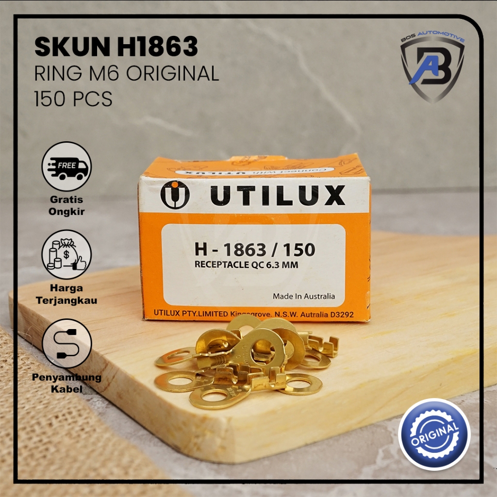 Jual TERMINAL SKUN UTILUX RING GEPENG BAUT 10 M6 DIAMETER 6MM ORIGINAL ...