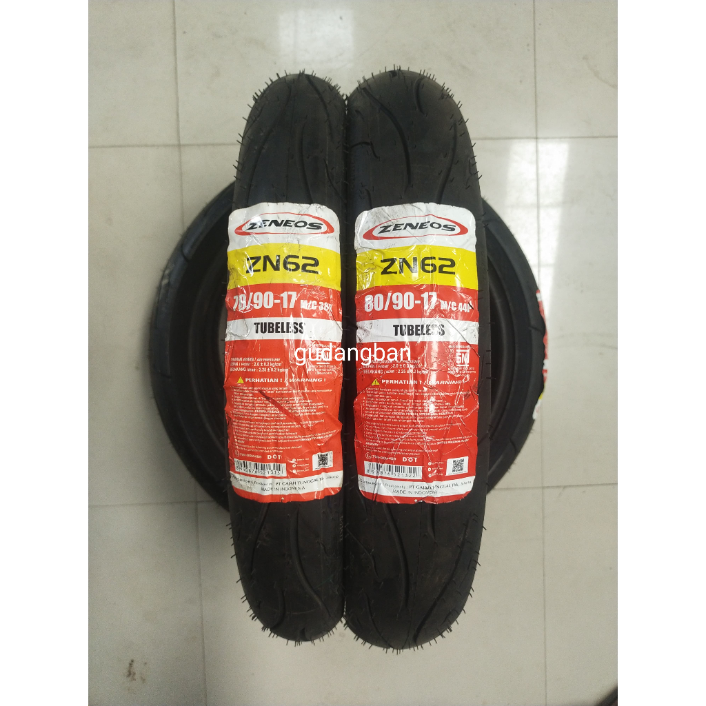 Jual ( PAKET 2 BAN - RING 17 ) ZN62 70 90 17 & 80 90 17 !! ZENEOS ZN 62 Motor Bebek TUBELESS ...
