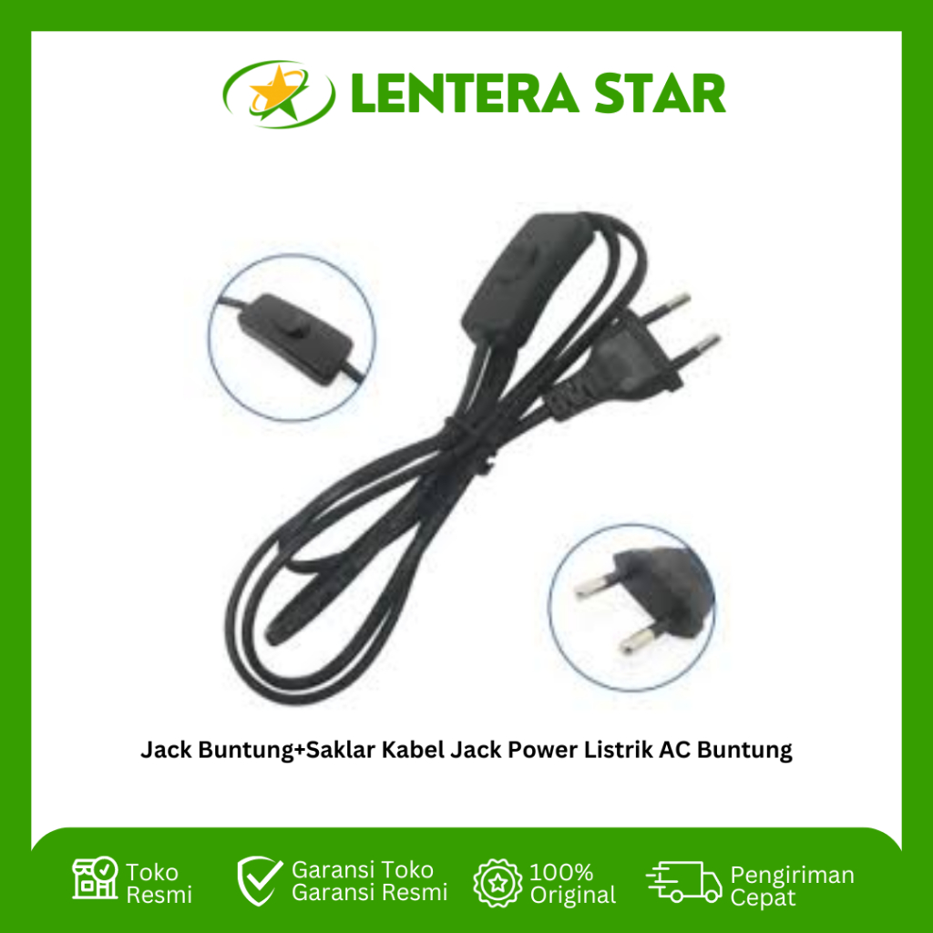 Jual Jack Buntung+Saklar Kabel Jack Power Listrik AC Buntung | Shopee ...