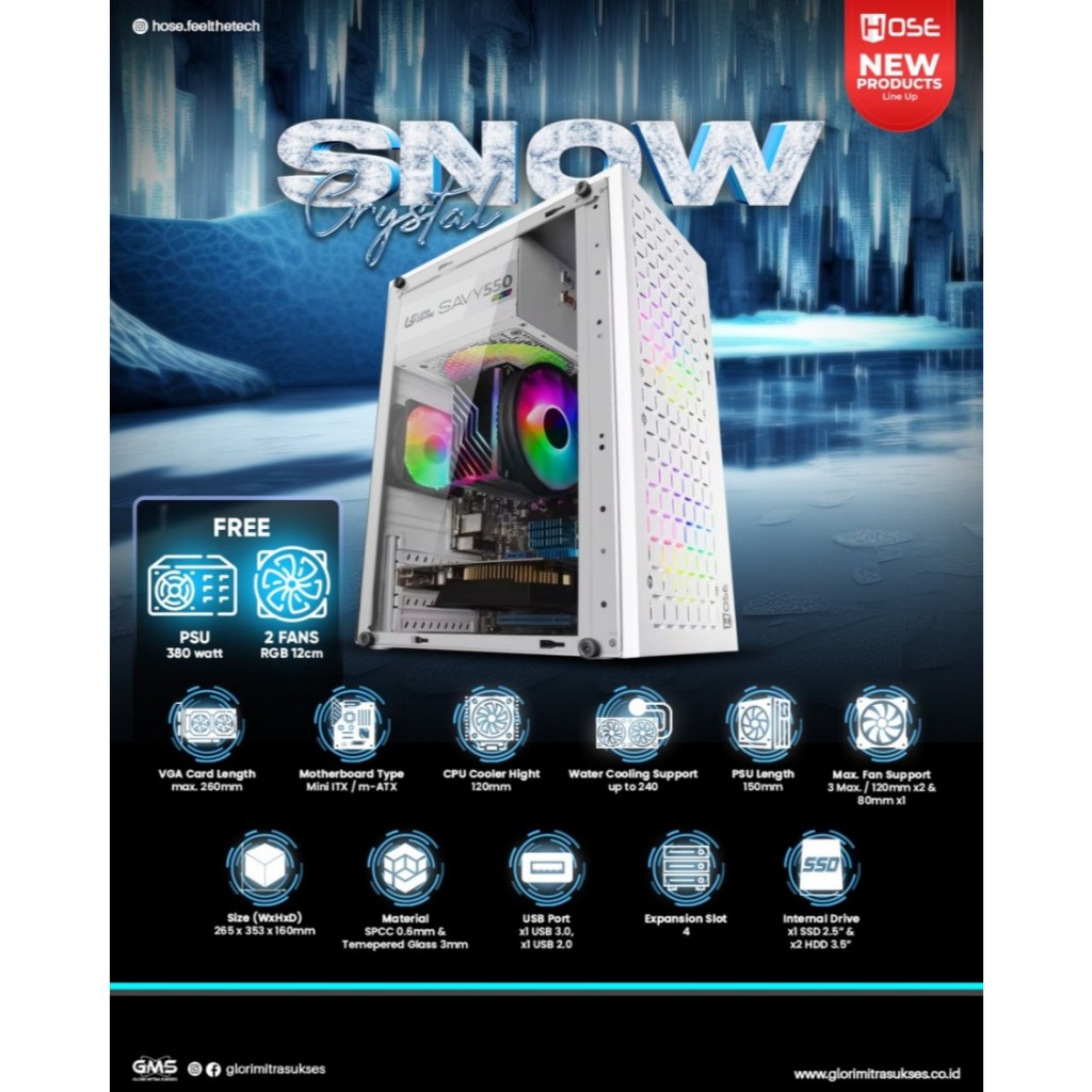 Jual Casing PC Komputer Hose Lexa Gaming Snow | Mid Tower | Micro M-ATX ...