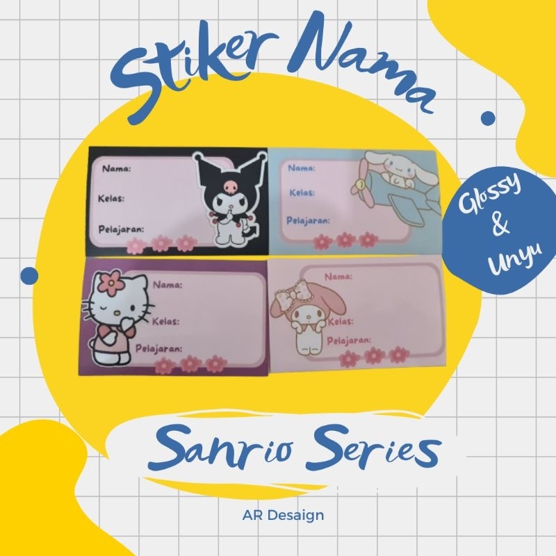 Jual Stiker Nama Sekolah Sanrio Series - Stiker Nama Unyu Bahan Glossy ...