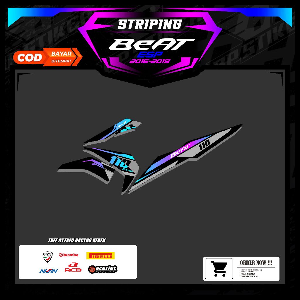 Jual STRIPING MOTOR BEAT ESP Th 2016-2019 SETIKER STIKER STICKER LIST ...