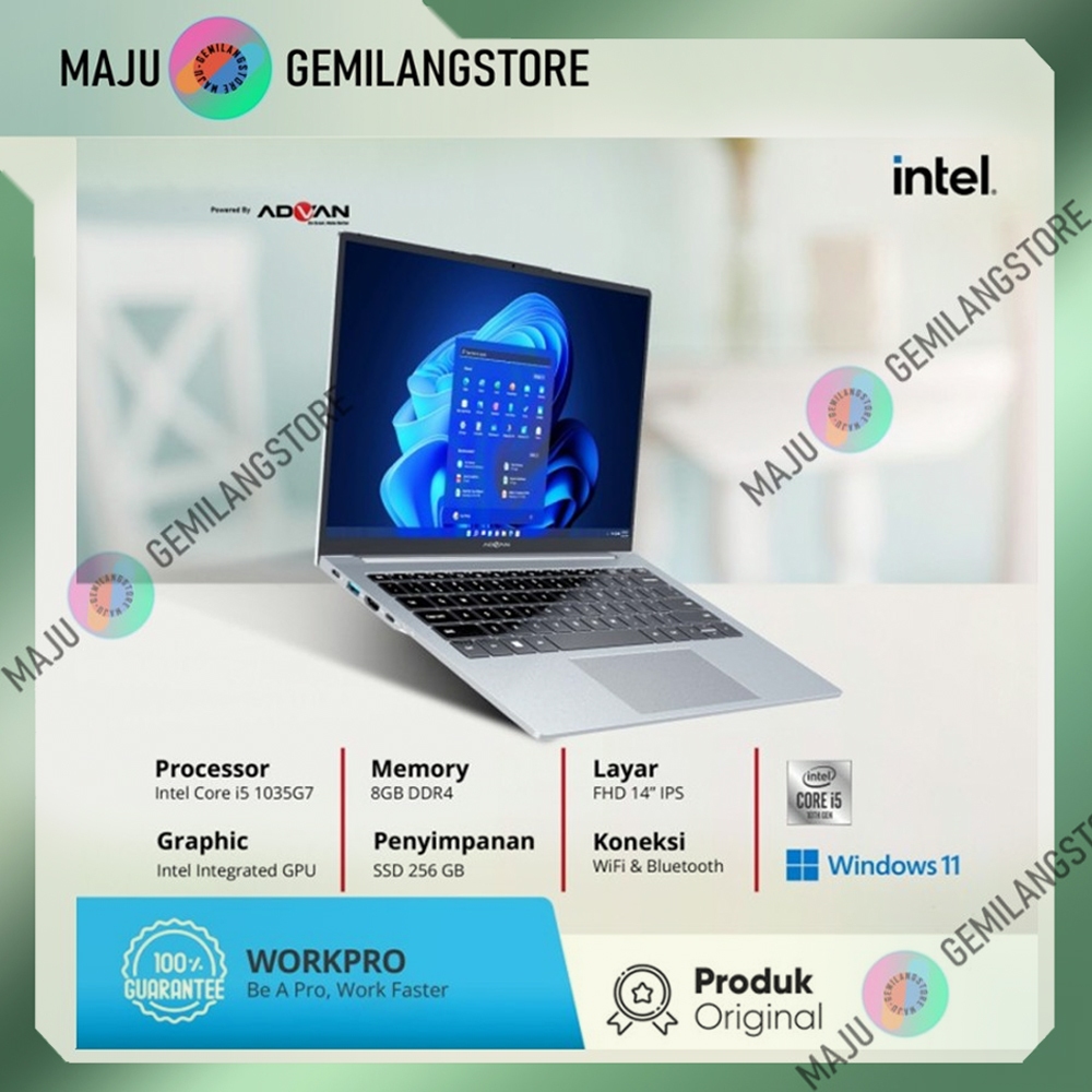 Jual ADVAN Notebook Workpro Intel I5 14" FHD IPS ram 8GB ssd 256GB ...