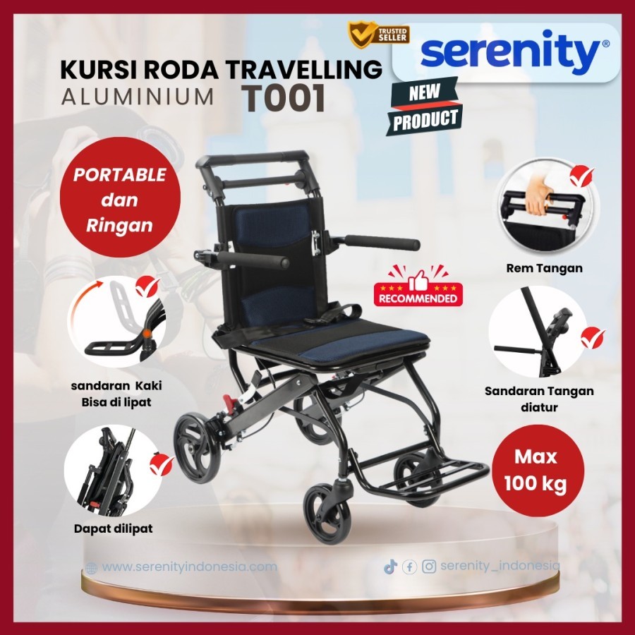 Jual Kursi Roda Travel Lipat Aluminium Serenity T001 Ringan Mudah ...
