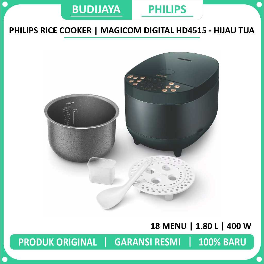 Jual Philips Digital Rice Cooker 1.8L HD4515/91 X1+ 18 Menu Memasak ...