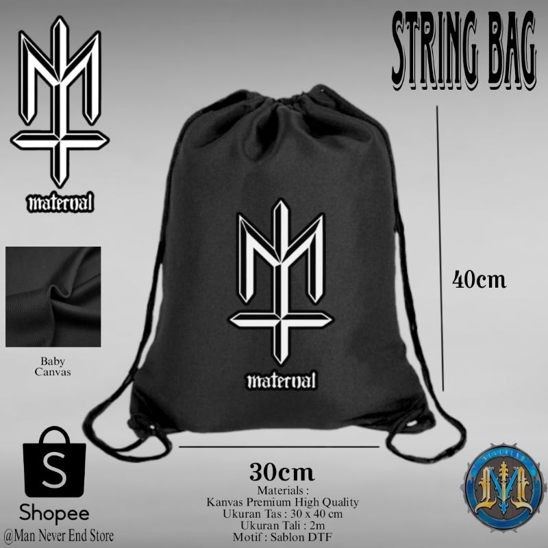 Jual String Bag Kanvas Twill Distro Maternal Disaster / Tas Tali Serut ...