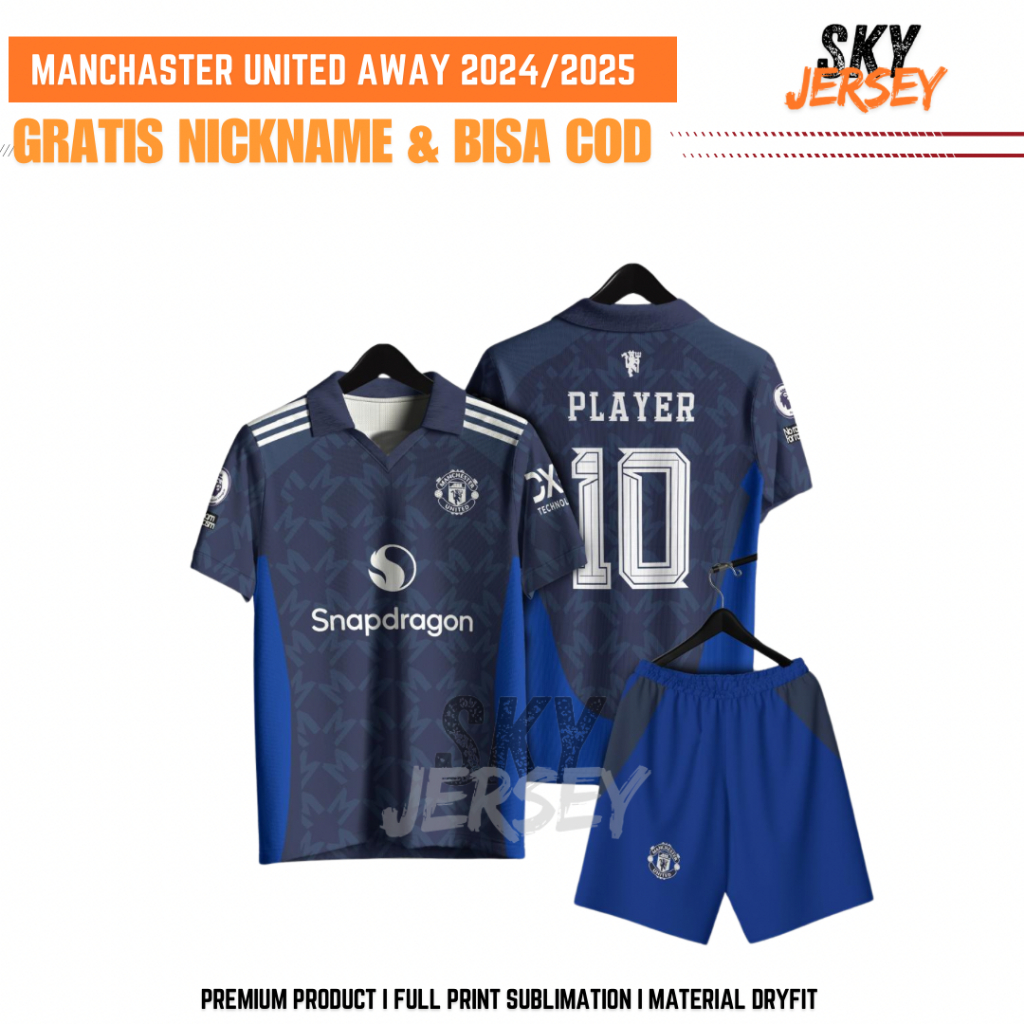 Jual Jersey Manchaster United Away New 2024/2025 Premium Gratis Pasang ...