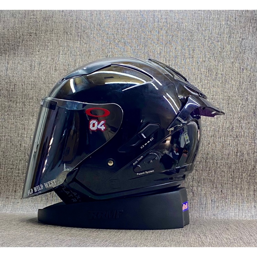 Jual KYT Galaxy Flat R Solid Black Glossy || Helm Half Face - Double Visor | Shopee Indonesia