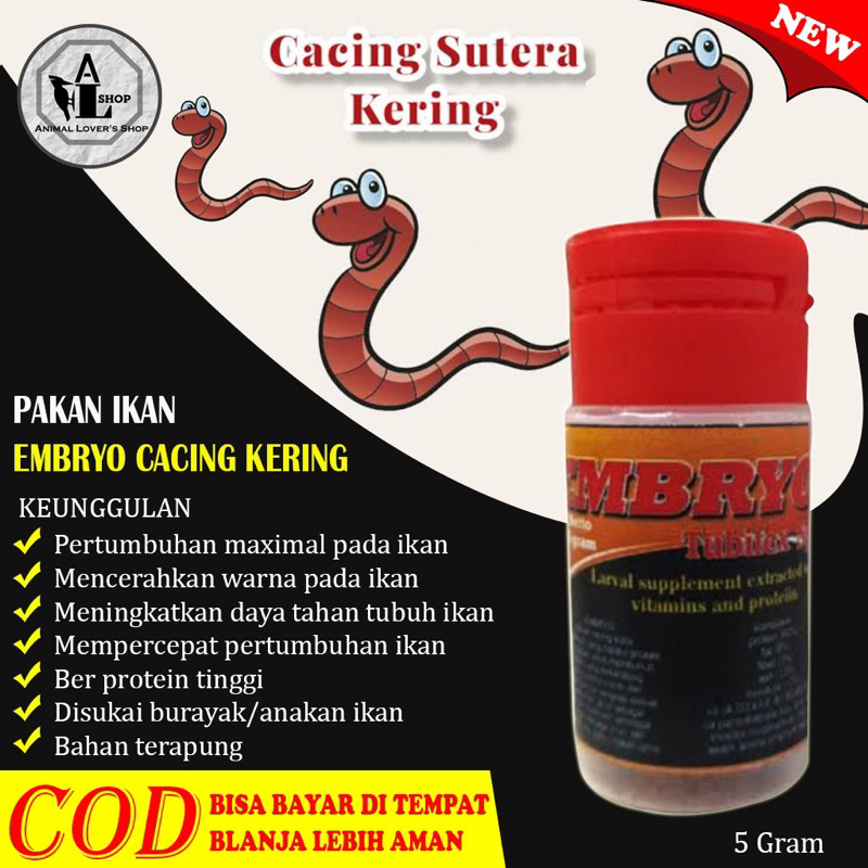 Jual Embryo cacing kering 5gr Pakan ikan Cupang Guppy | Shopee Indonesia
