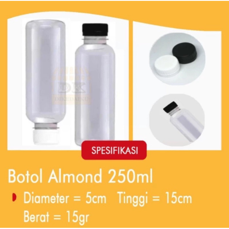 Jual [ LUSIN ] Botol Plastik ALMOND 250ml TEBAL PET 250 ml KOPI JUS KALE 12 PCS | Shopee Indonesia