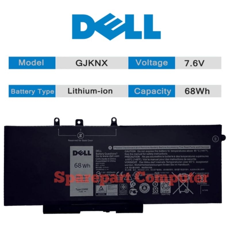 Jual Baterai Laptop GJKNX GD1JP 68Wh untuk Dell Latitude Seri 5480 5580 ...
