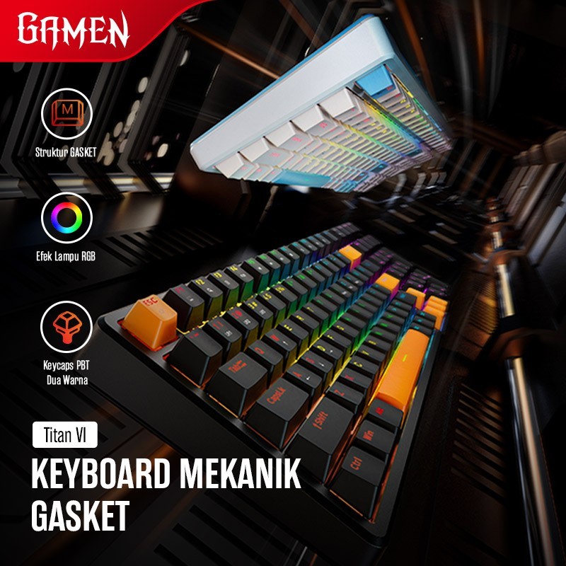 Jual Gamen Titan VI / 6 Gasket Mount Mechanical Keyboard Wired ...