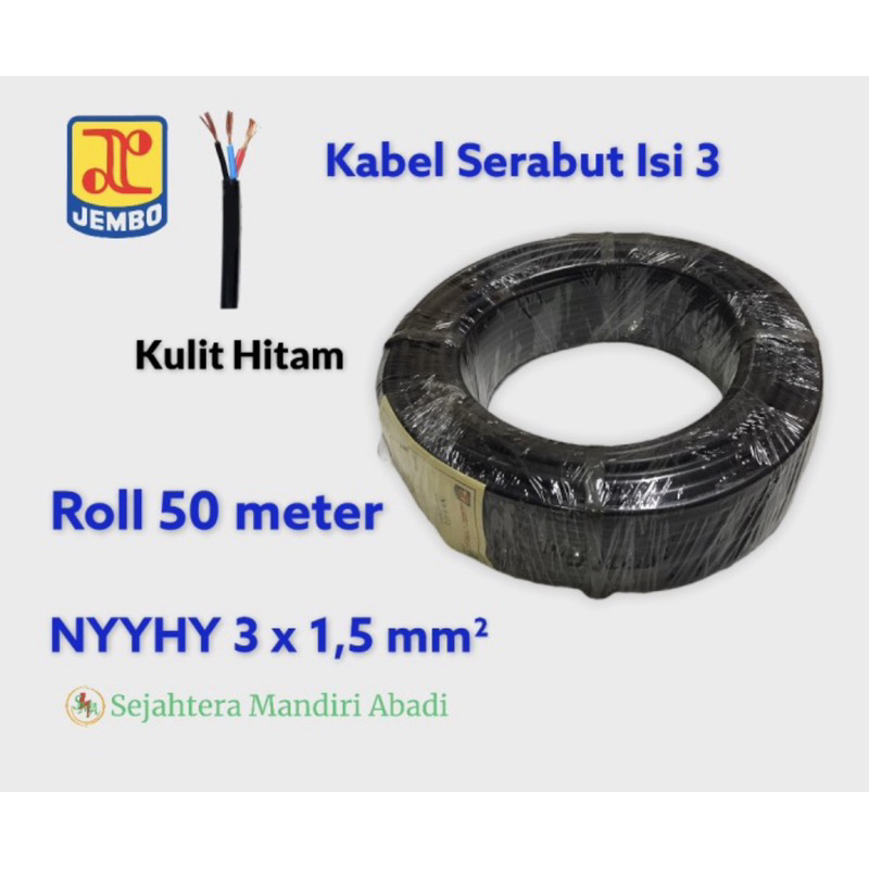 Jual Kabel NYYHY 3x1,5 mm Jembo @50 Meter Serabut Kawat Isi 3 | Shopee Indonesia