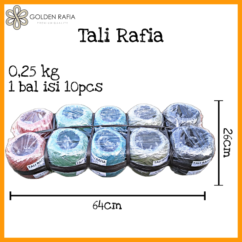 Jual Tali Rafia Plastik GOLDEN RAFIA Warna Campuran 1 Ball isi 10 pcs ...