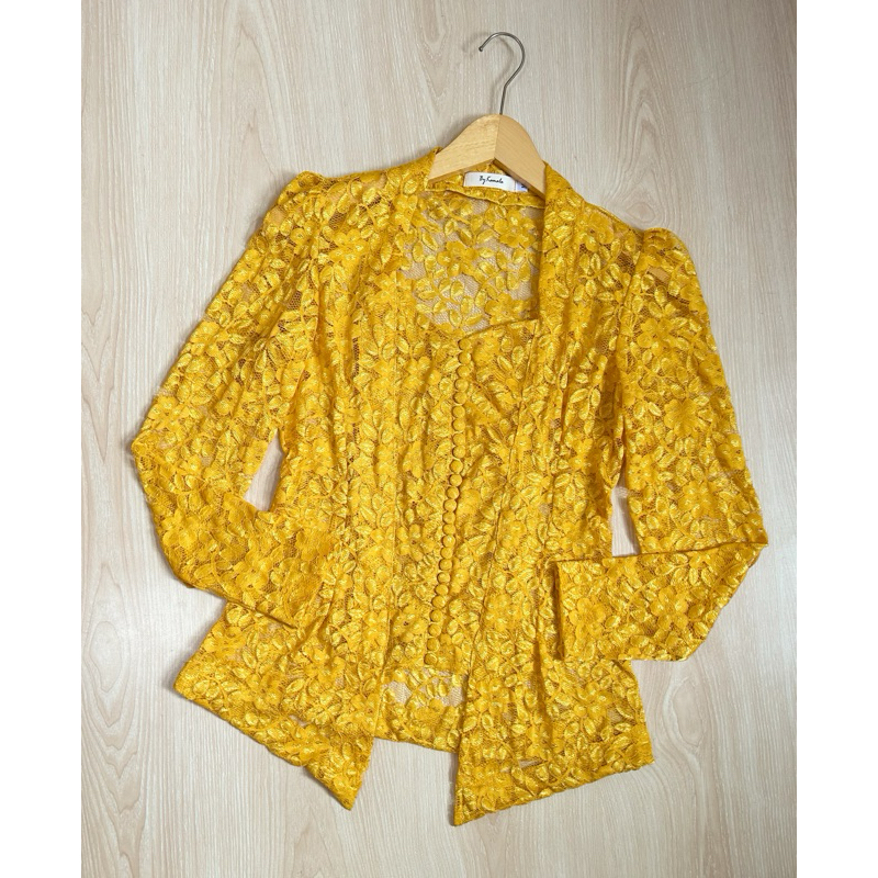 Jual kebaya eliana | kebaya brokat kuning | kebaya bali | kebaya kutu ...