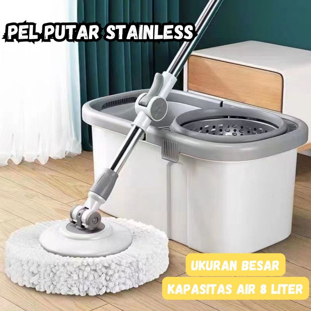 Jual Alat Pel Lantai Putar Otomatis Twist Mop Stainless Ukuran Besar ...