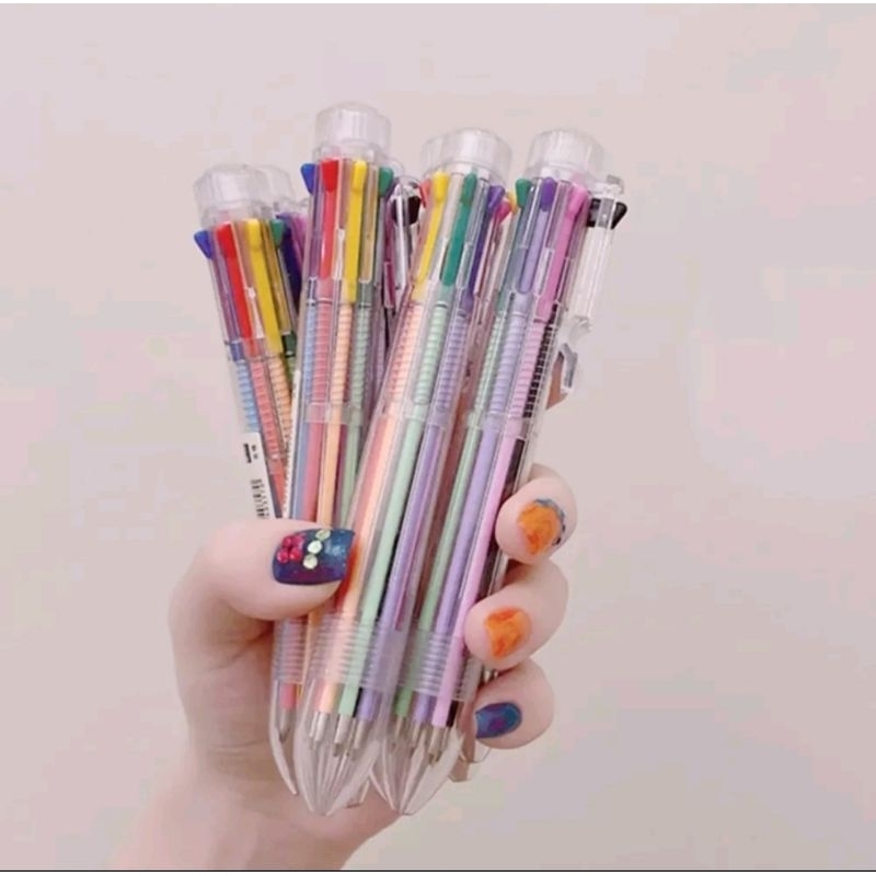 Jual Pulpen 6 Warna Terang Pena Ballpoint Gambar Design | Shopee Indonesia