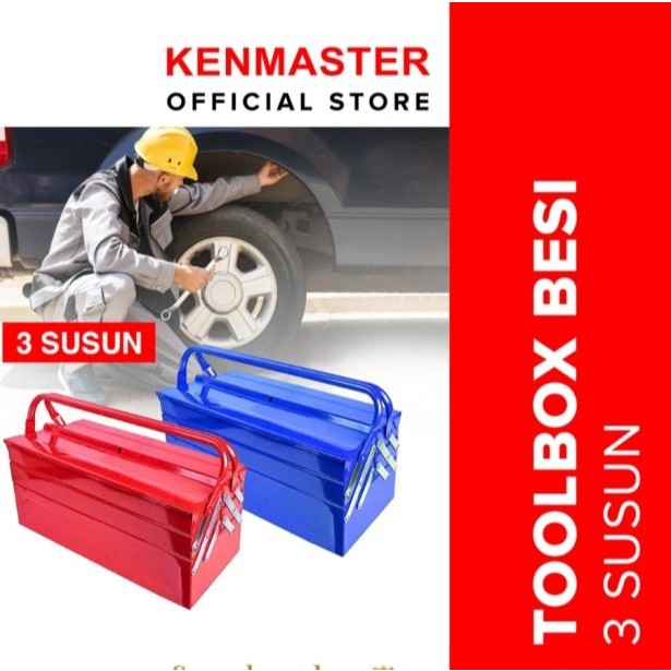 Jual Kenmaster Tool Box Besi / Kaleng 3 Susun - Warna BIRU/MERAH/KUNING ...