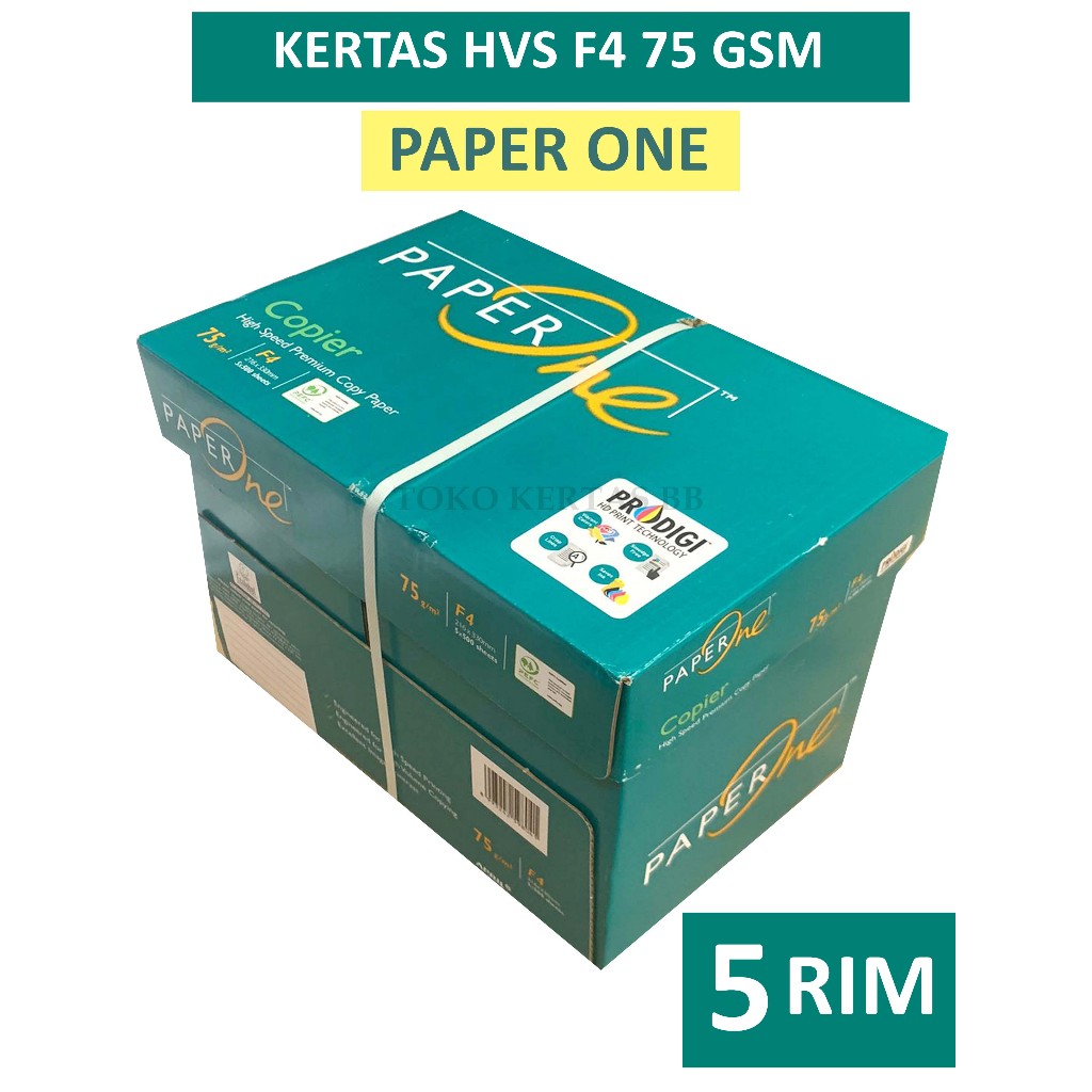 Jual KERTAS HVS PAPER ONE 75 GSM UKURAN F4 1 BOX / 5 RIM | Shopee Indonesia