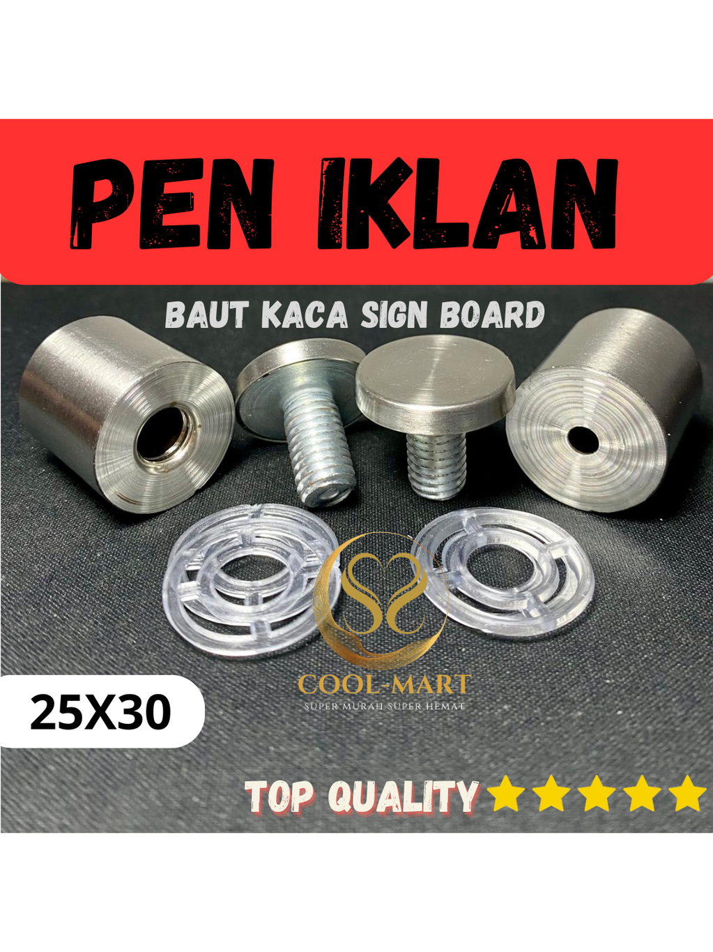 Jual PEN IKLAN 25x30 Stainless / Baut Akrilik Baut Kaca Sign Board ...
